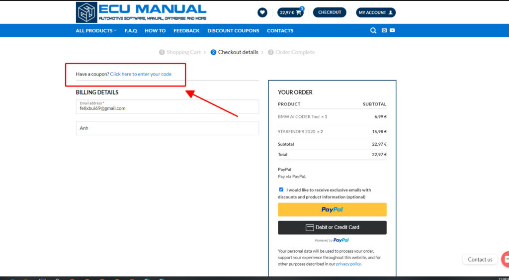 How To Use Discount Coupons ECU Manual Automotive software