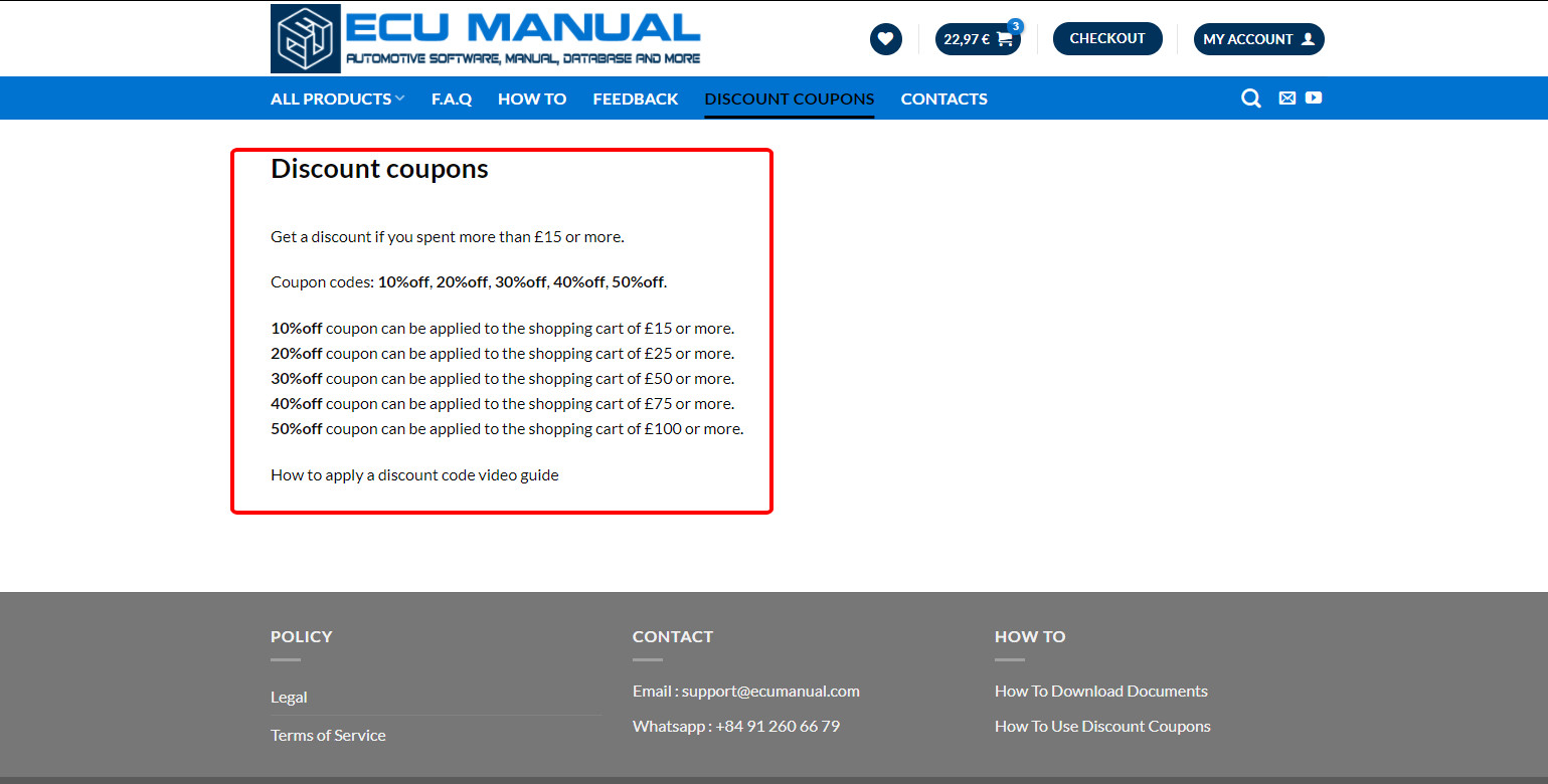 How To Use Discount Coupons ECU Manual Automotive software
